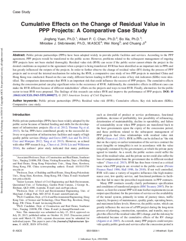 (PDF) Cumulative Effects on the Change of Residual Value in PPP ...
