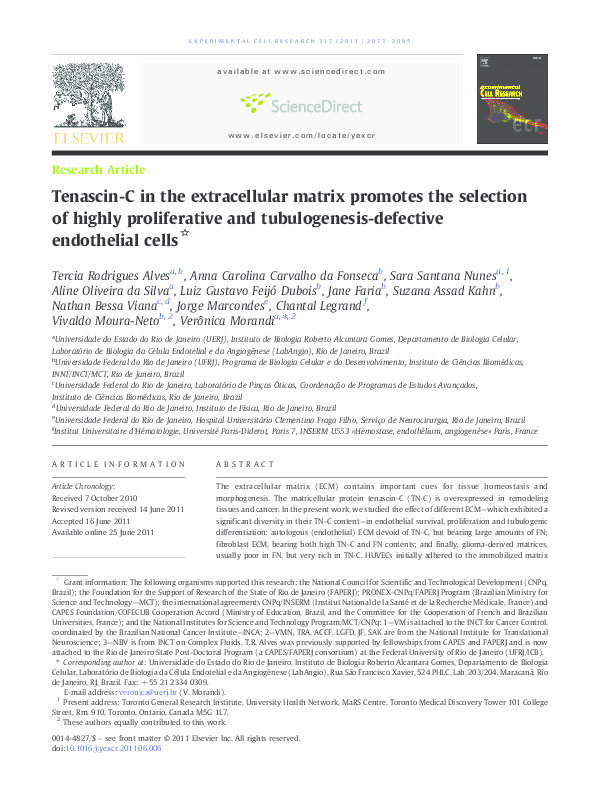 (PDF) Tenascin-C in the extracellular matrix promotes the selection of ...