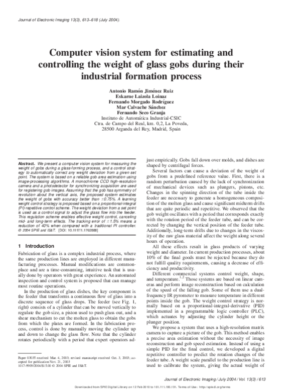 (PDF) Computer vision system for estimating and controlling the weight of glass gobs during ...