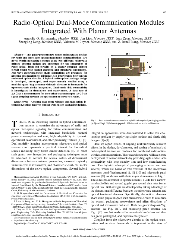 (PDF) Radio-Optical Dual-Mode Communication Modules Integrated With ...