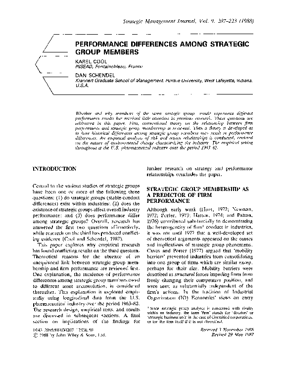 (PDF) Performance differences among strategic group members