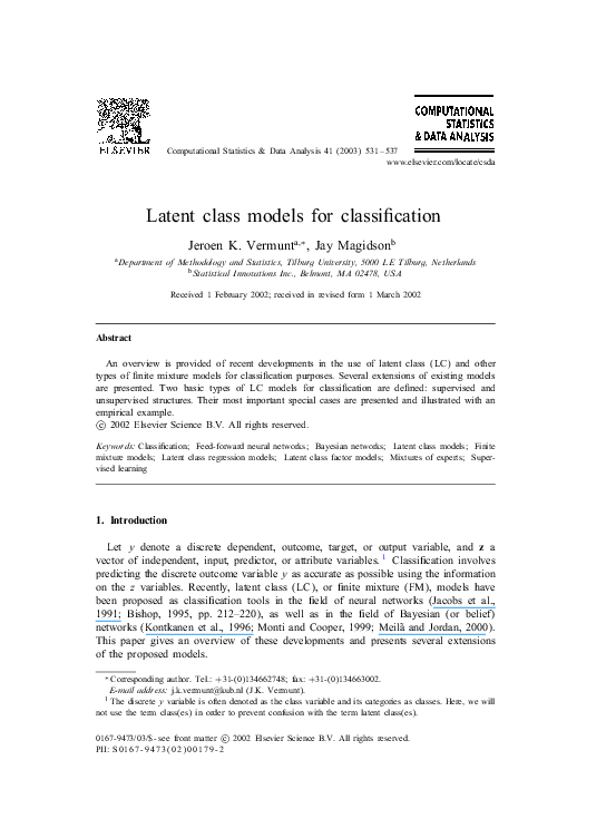 (PDF) Latent Class Models for Classification