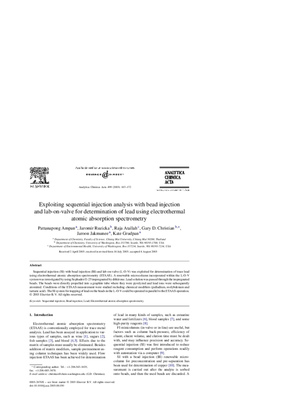 Pdf Exploiting Sequential Injection Analysis With Bead Injection And Lab On Valve For