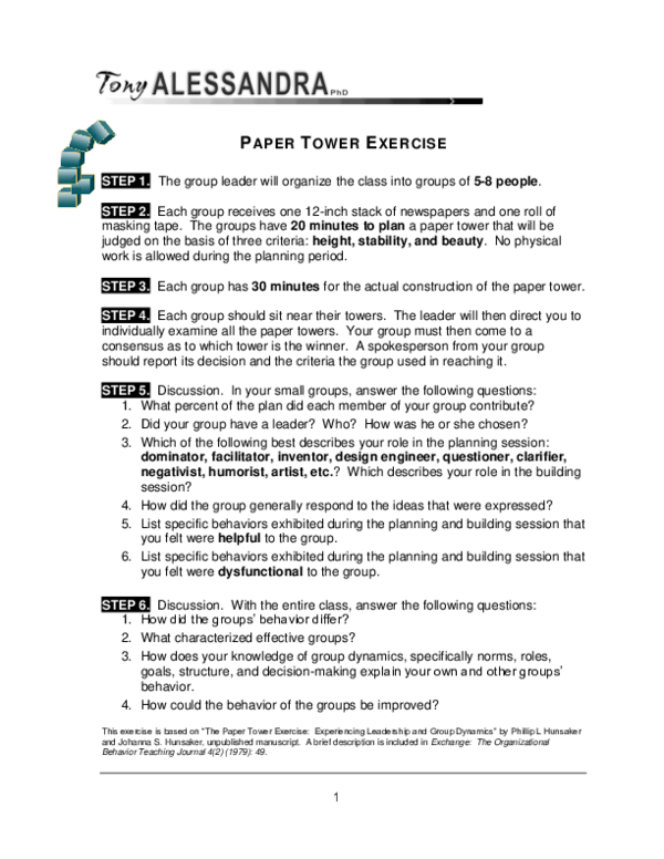 (PDF) PAPER TOWER EXERCISE