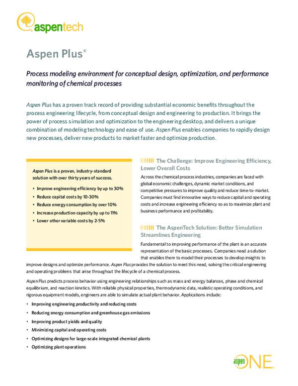 (PDF) Aspen Plus ® Process modeling environment for conceptual design ...