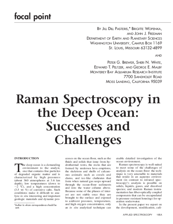 Pdf Raman Spectroscopy In The Deep Ocean Successes And Challenges
