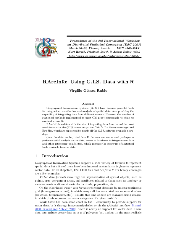 (PDF) RArcInfo: Using GIS data with R