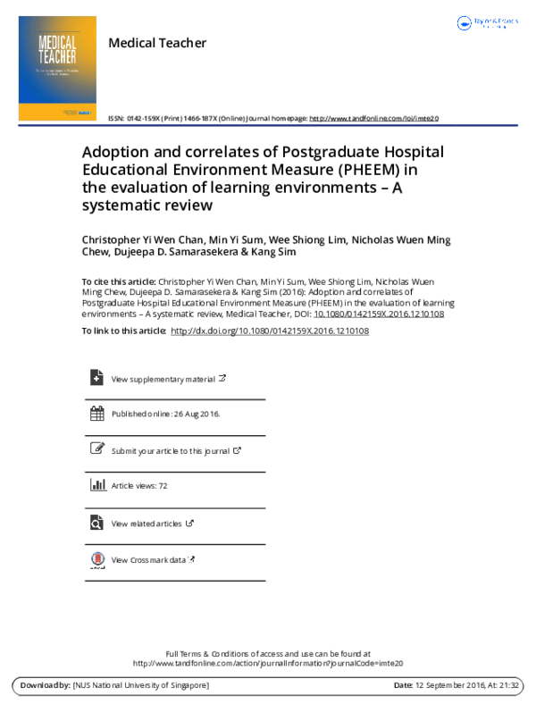 (PDF) Adoption and correlates of Postgraduate Hospital Educational ...
