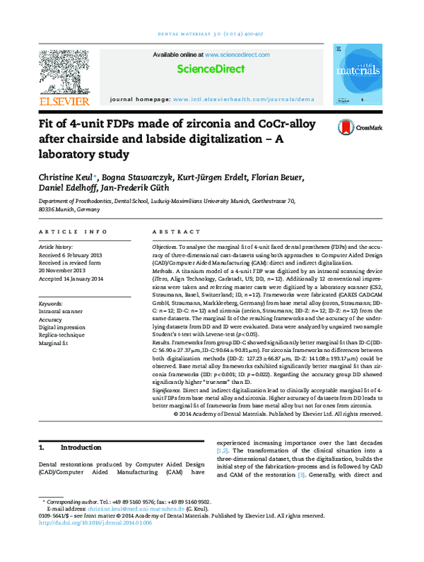 (PDF) Fit of 4-unit FDPs made of zirconia and CoCr-alloy after ...