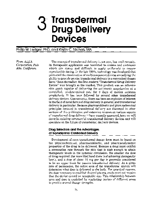 (PDF) Transdermal drug delivery devices