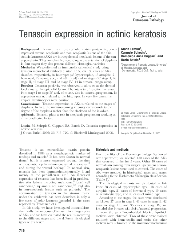 (PDF) Tenascin expression in actinic keratosis