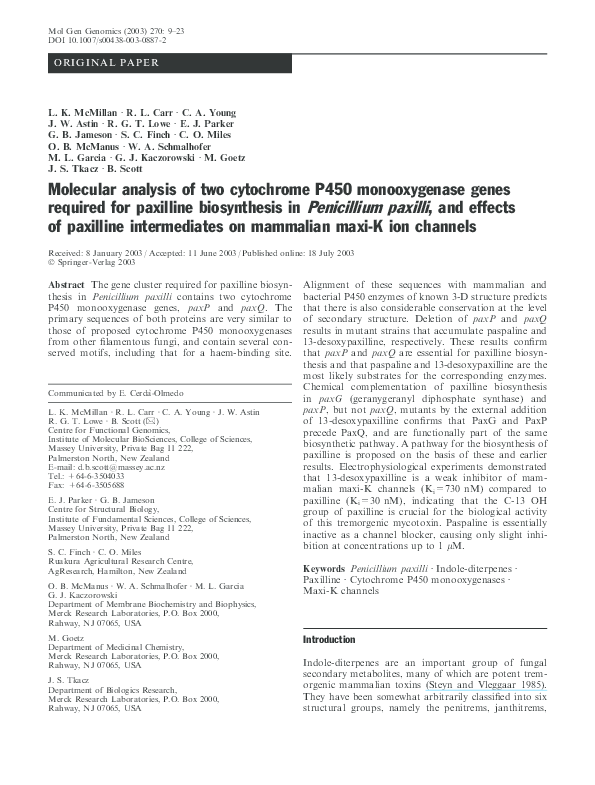 (PDF) Molecular analysis of two cytochrome P450 monooxygenase genes ...