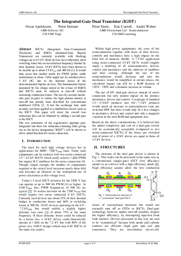 (PDF) The Integrated Gate Dual-Transistor (IGDT)