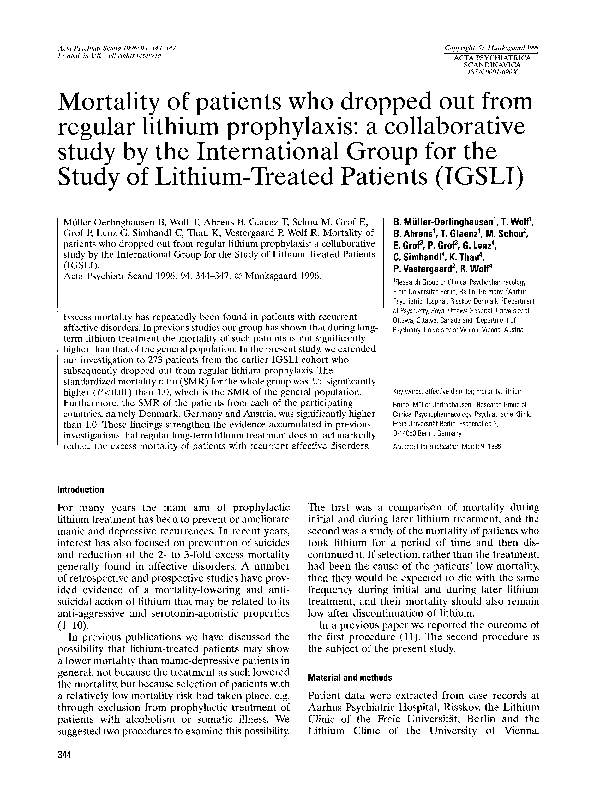 (PDF) Mortality of patients who dropped out from regular lithium ...