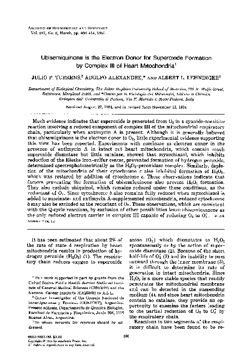 (PDF) Ubisemiquinone is the electron donor for superoxide formation by ...