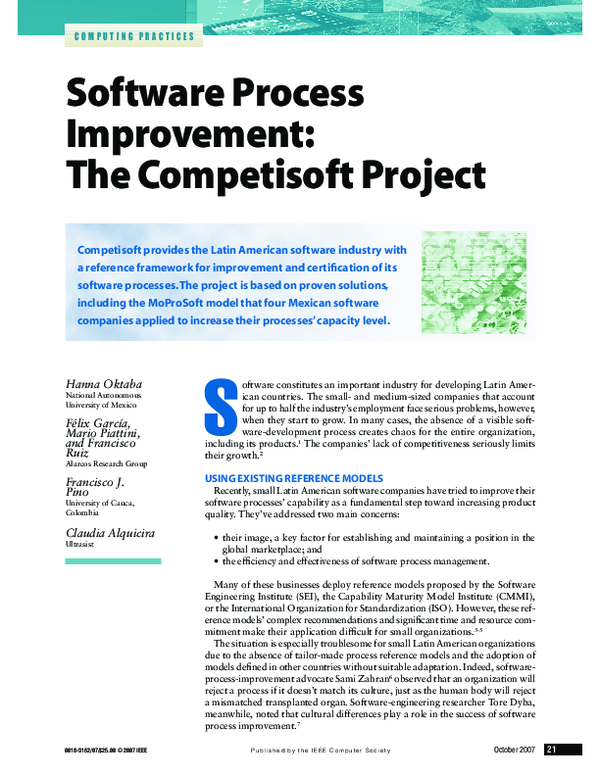 (PDF) Software Process Improvement: The Competisoft Project