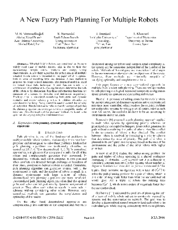 Pdf A New Fuzzy Path Planning For Multiple Robots