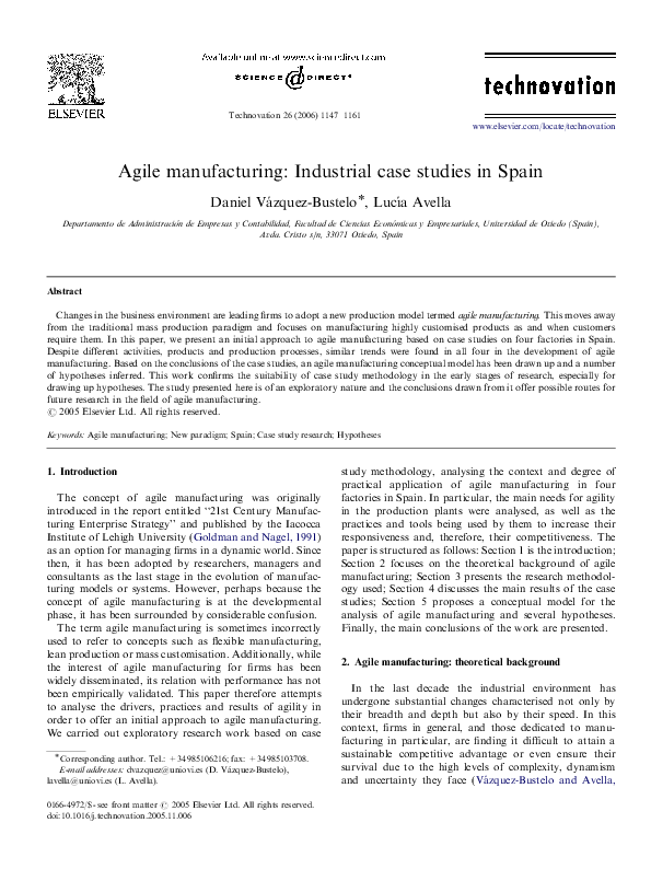 (PDF) Agile manufacturing: Industrial case studies in Spain