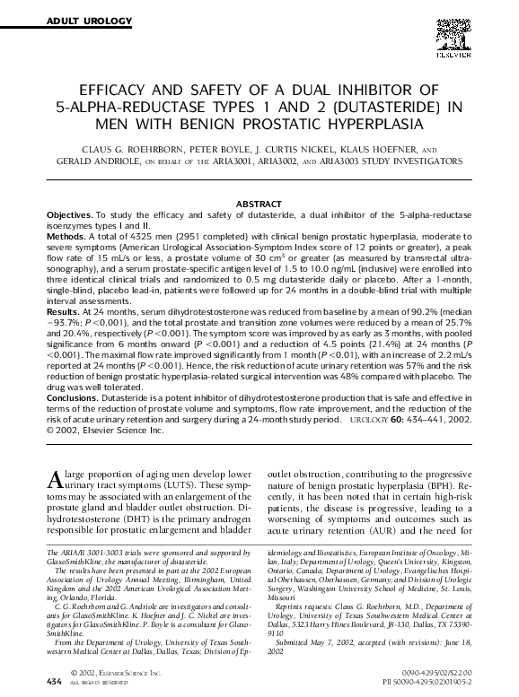 (PDF) Efficacy and safety of a dual inhibitor of 5-alpha-reductase ...