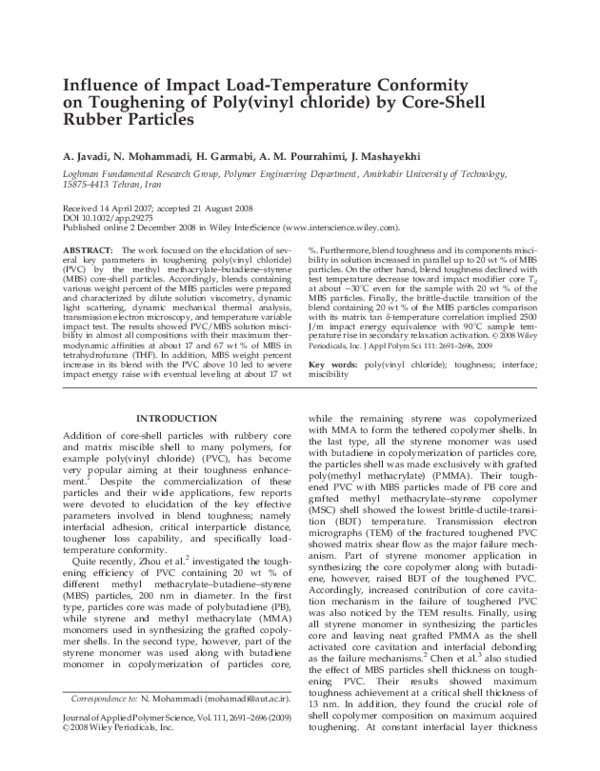 Pdf Influence Of Impact Load Temperature Conformity On Toughening Of Poly Vinyl Chloride By