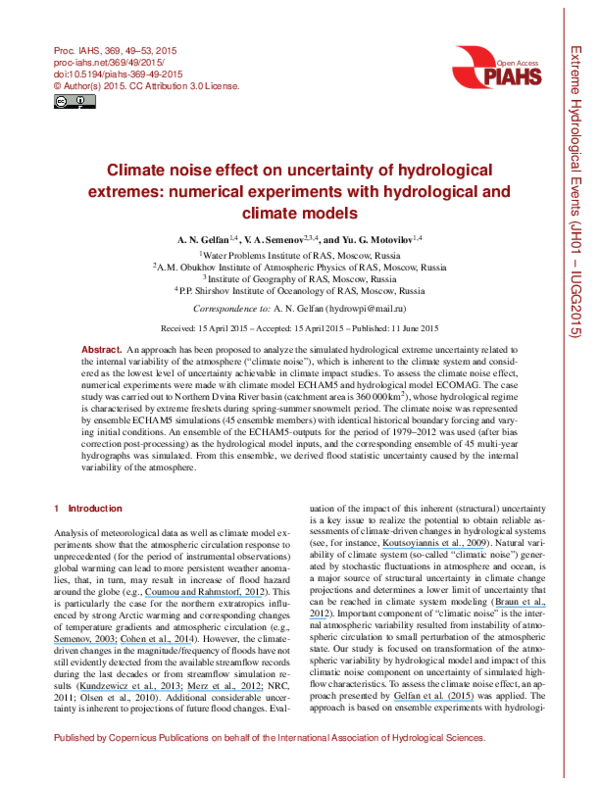 (PDF) Climate noise effect on uncertainty of hydrological extremes ...