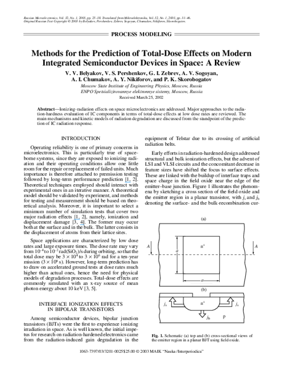 (PDF) Methods for the Prediction of Total-Dose Effects on Modern ...