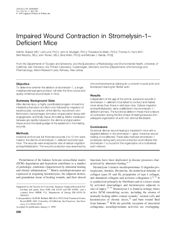 (PDF) Impaired Wound Contraction in Stromelysin-1- Deficient Mice