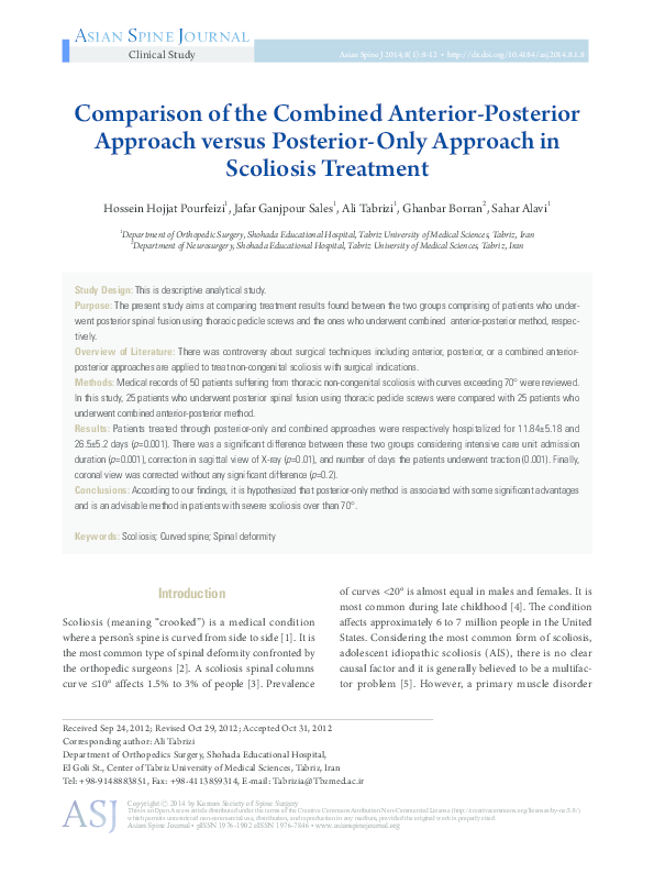 (PDF) Comparison of the Combined Anterior-Posterior Approach versus ...
