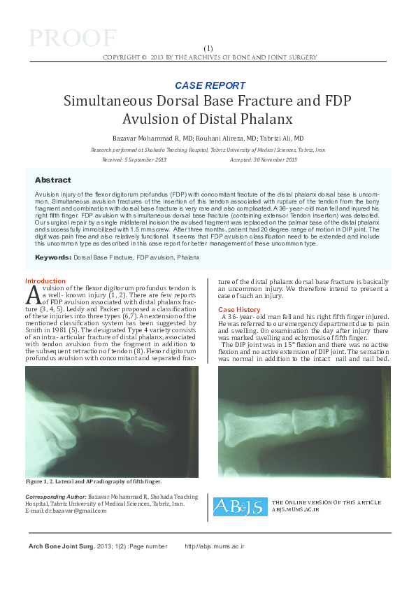 (PDF) Simultaneous Dorsal Base Fracture and FDP Avulsion of Distal ...