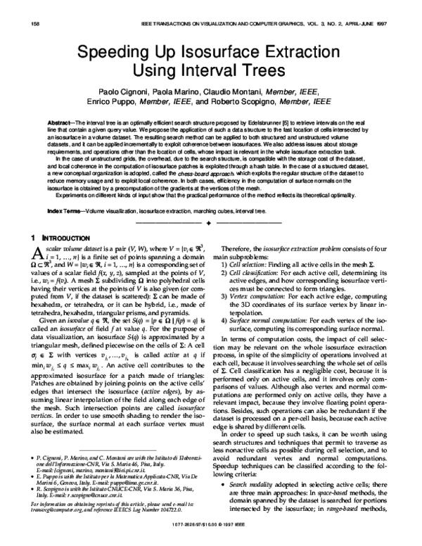 Pdf Speeding Up Isosurface Extraction Using Interval Trees