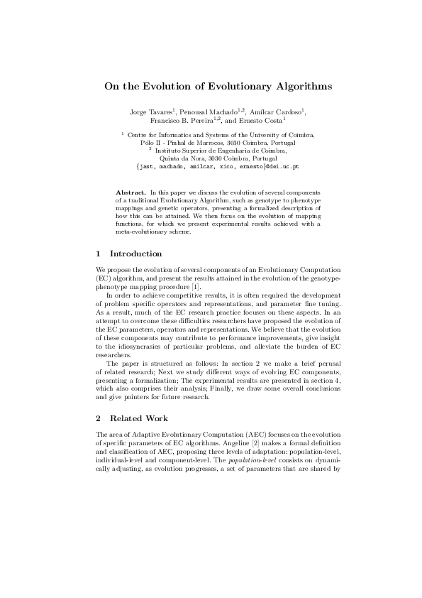 (PDF) On the Evolution of Evolutionary Algorithms