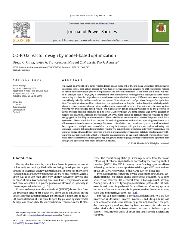 (PDF) CO-PrOx reactor design by model-based optimization