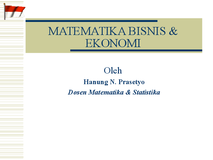 (PPT) Matematika Bisnis Ekonomi