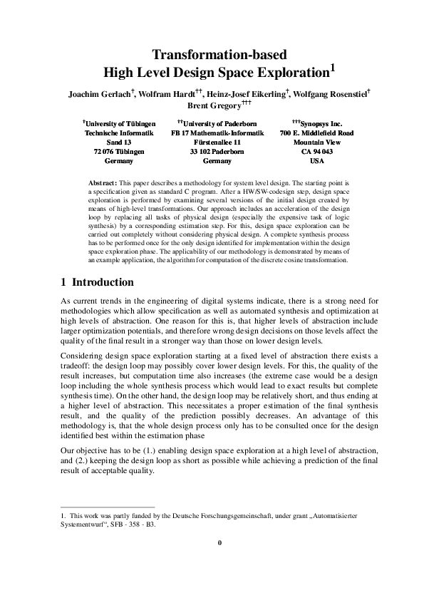 Pdf Transformation Based High Level Design Space Exploration