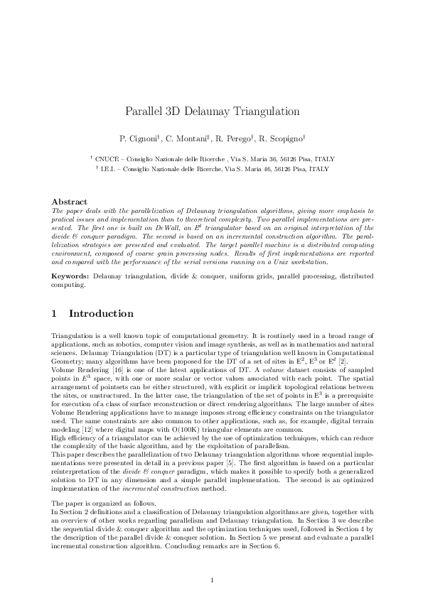 Pdf Parallel 3d Delaunay Triangulation