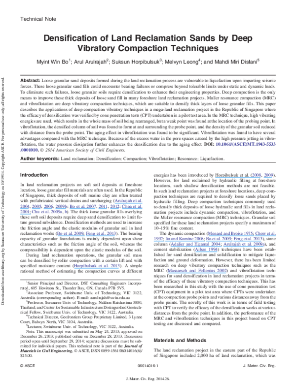 (PDF) Densification of Land Reclamation Sands by Deep Vibratory ...