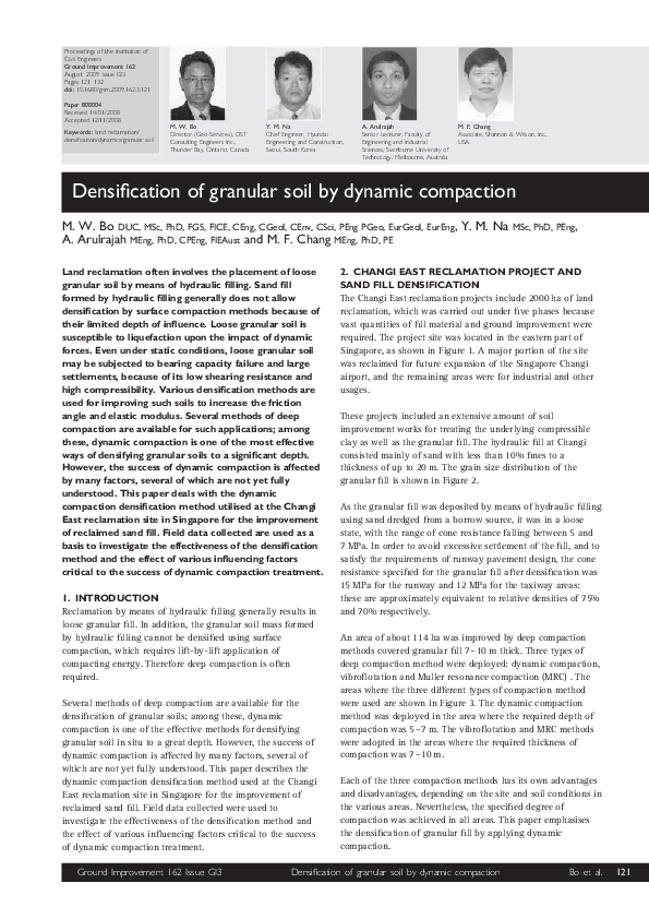 (PDF) Densification of granular soil by dynamic compaction