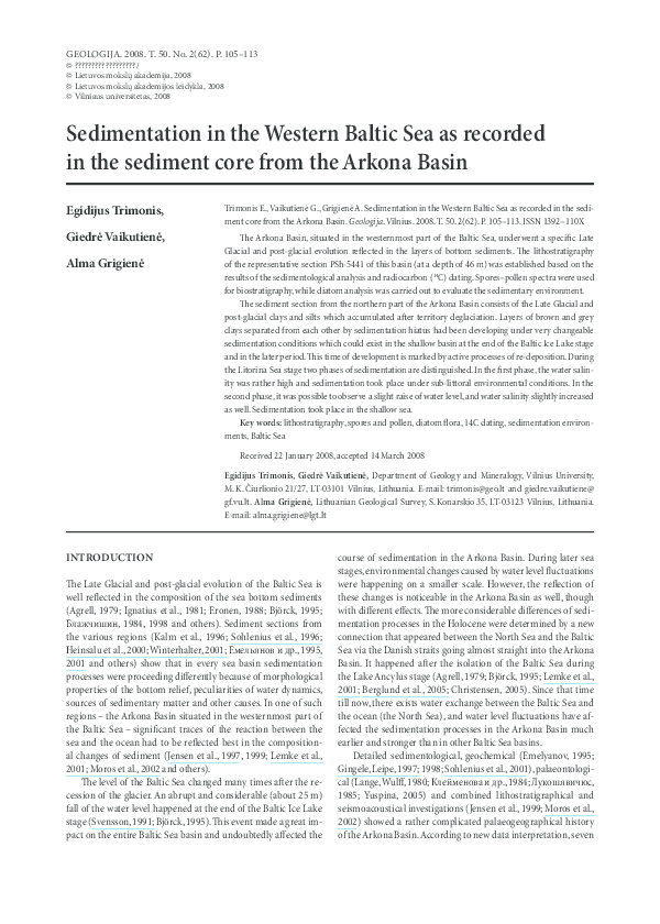 (PDF) Sedimentation in the Western Baltic Sea as recorded in the ...
