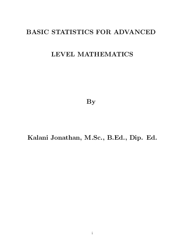 (PDF) BASIC STATISTICS FOR ADVANCED LEVEL MATHEMATICS