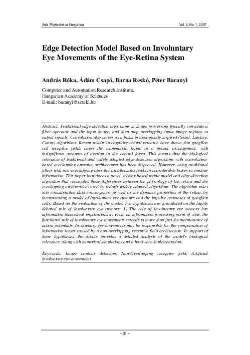 (PDF) Edge Detection Model Based on Involuntary Eye Movements of the ...
