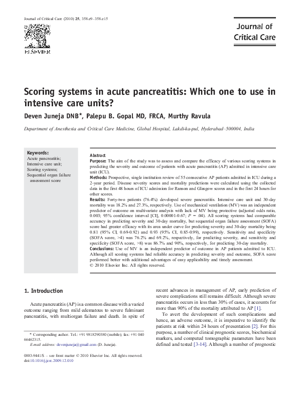 (PDF) Scoring systems in acute pancreatitis: Which one to use in ...