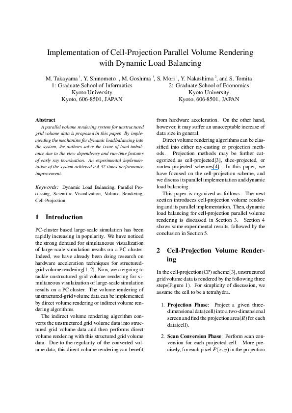 (PDF) Implementation of Cell-Projection Parallel Volume Rendering with Dynamic Load Balancing
