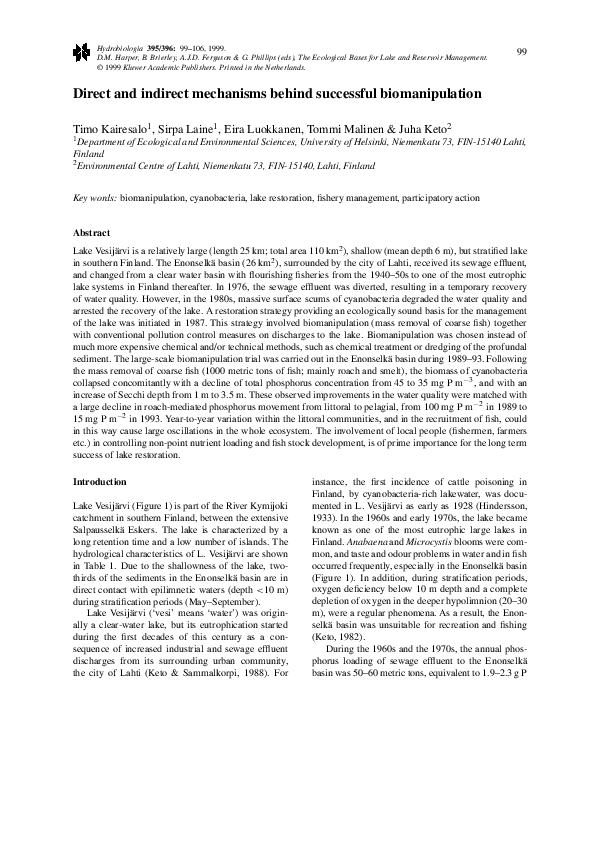 (PDF) Direct and indirect mechanisms behind successful biomanipulation
