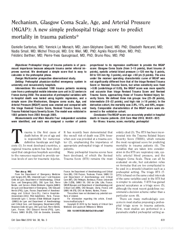 (PDF) Mechanism, Glasgow Coma Scale, Age, and Arterial Pressure (MGAP ...
