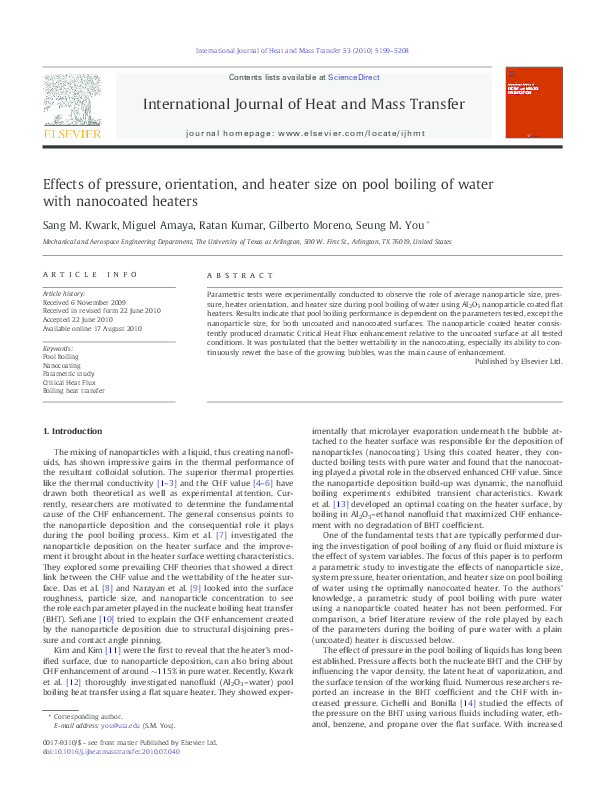 (PDF) Effects of pressure, orientation, and heater size on pool boiling of water with nanocoated ...