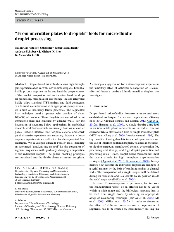 (PDF) “From microtiter plates to droplets” tools for micro-fluidic ...
