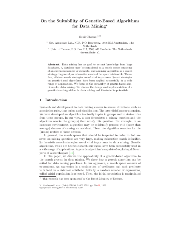 (PDF) On the Suitability of Genetic-Based Algorithms for Data Mining