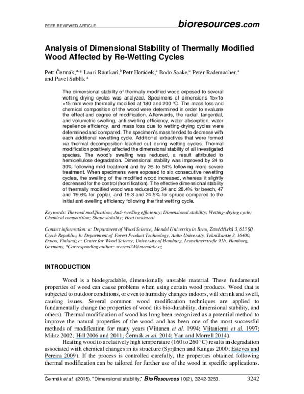 (PDF) Analysis of Dimensional Stability of Thermally Modified Wood ...