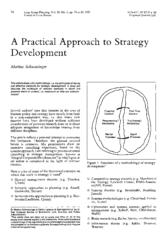 (PDF) A Practical Approach to Strategy Development