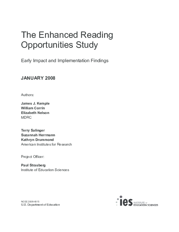 (PDF) The Enhanced Reading Opportunities Study | William Corrin ...